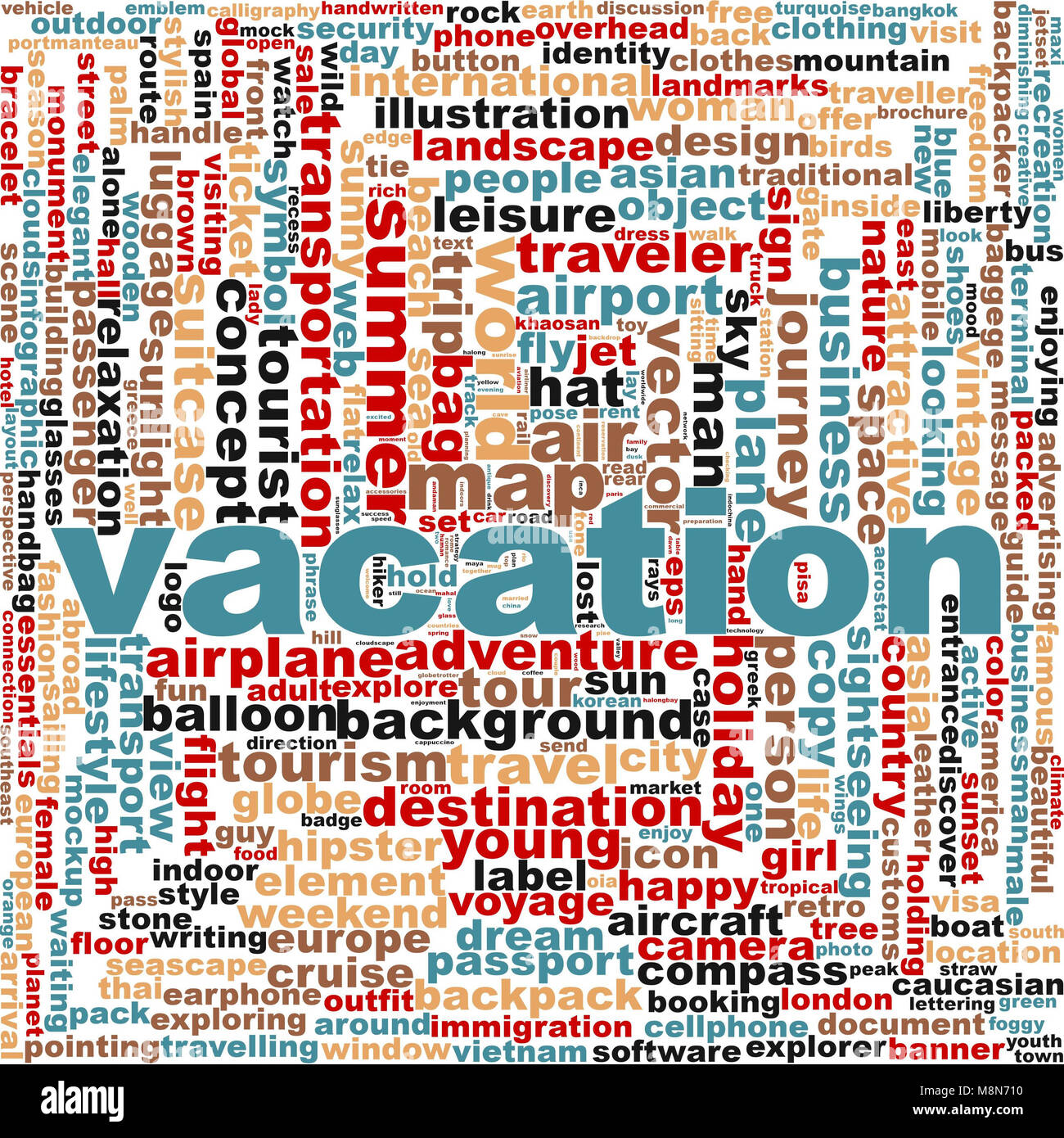 Vacation word cloud. Creative illustration of idea word lettering ...