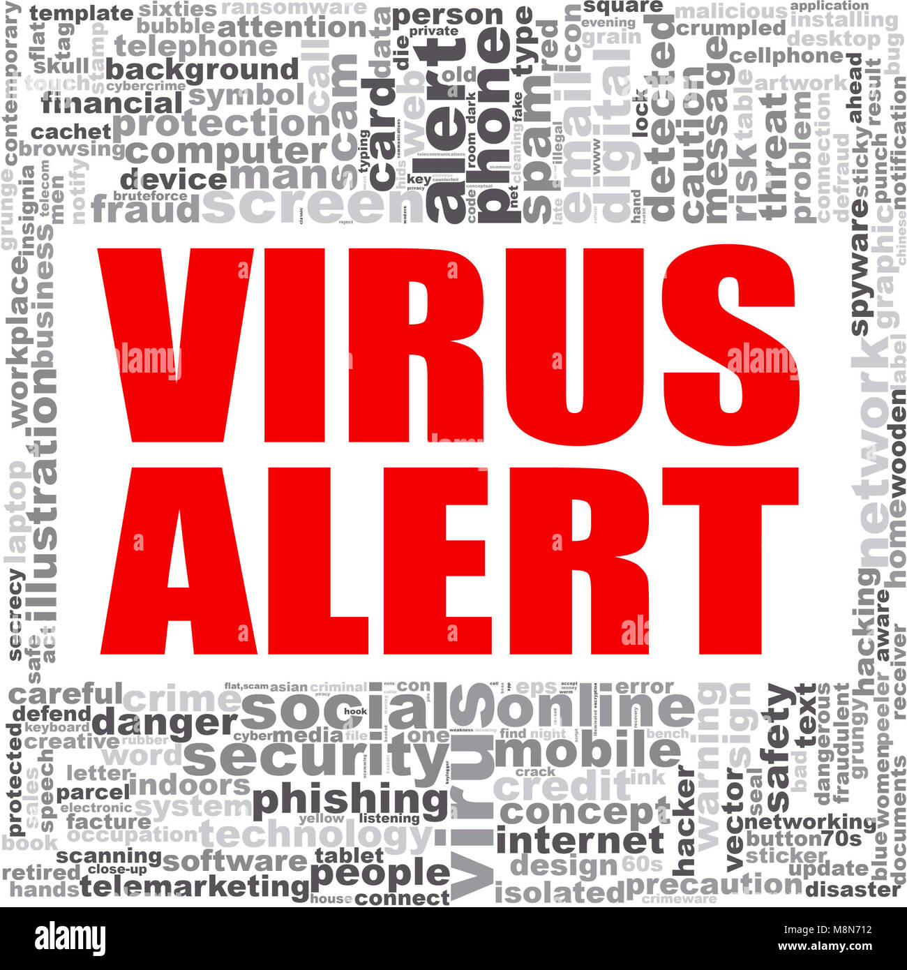 Virus detected word cloud. Creative illustration of idea word lettering ...