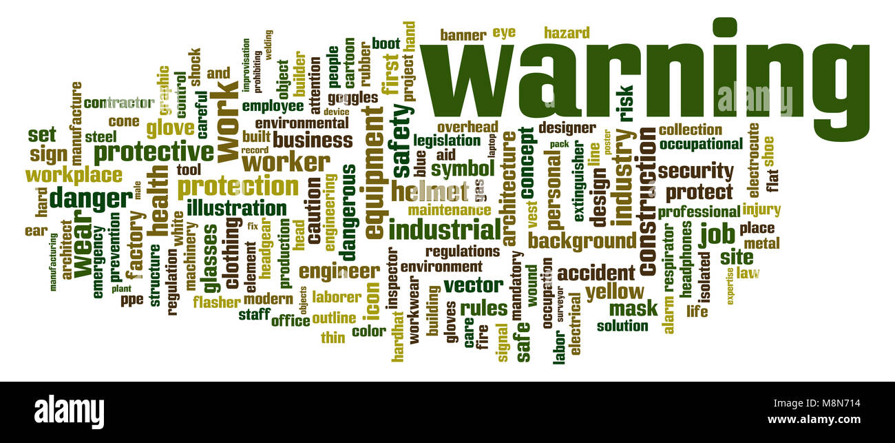 Warning word cloud. Creative illustration of idea word lettering ...