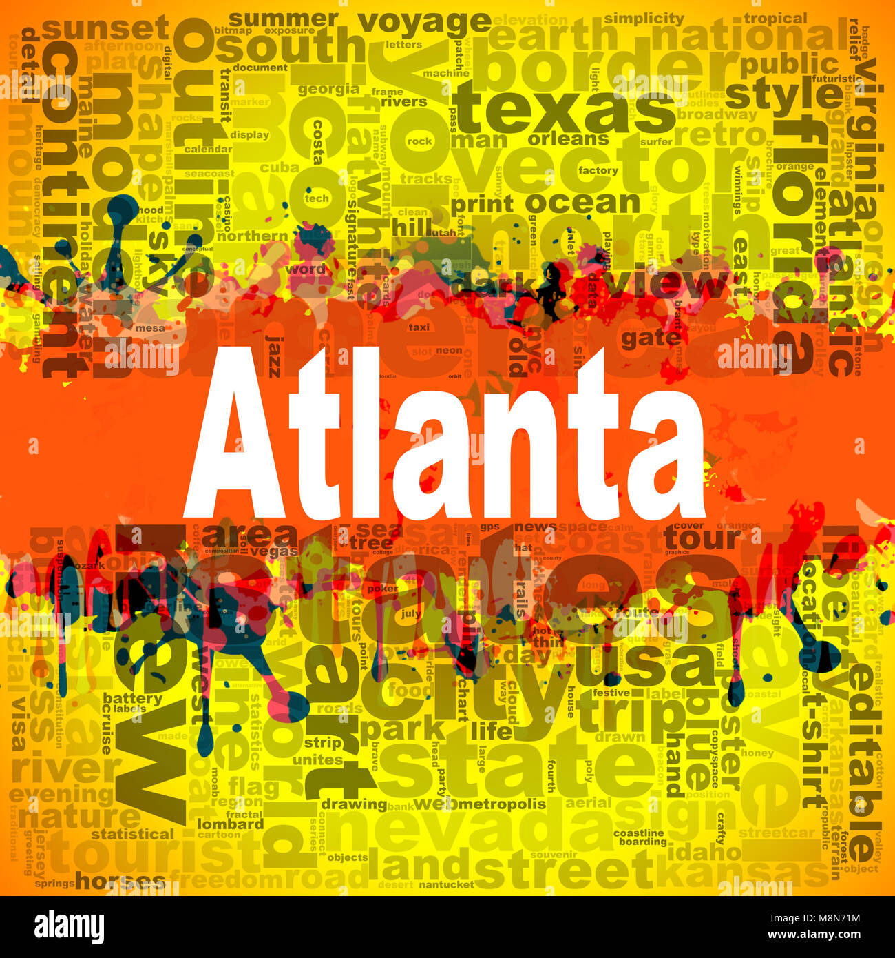 Atlanta word cloud design. Creative illustration of idea word lettering ...