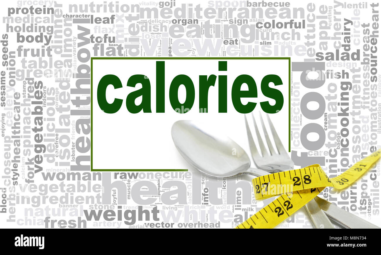 Calories word cloud. Creative illustration of idea word lettering ...