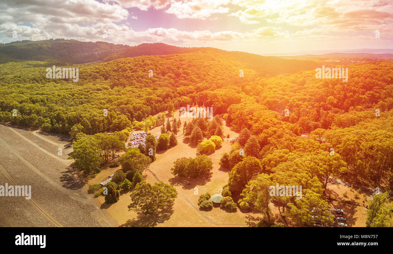 Aerial view of Australian forest and hills - native Australian ...