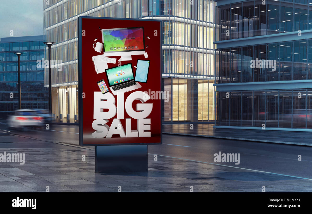 street technology advertising billboard on the street 3d rendering ...