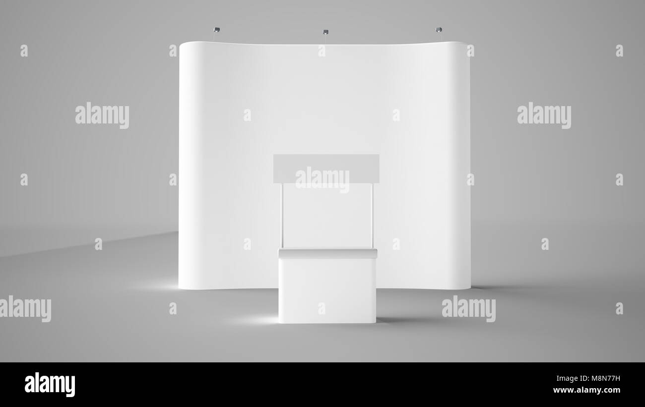 exhibition display and reception desk 3d rendering Stock Photo - Alamy