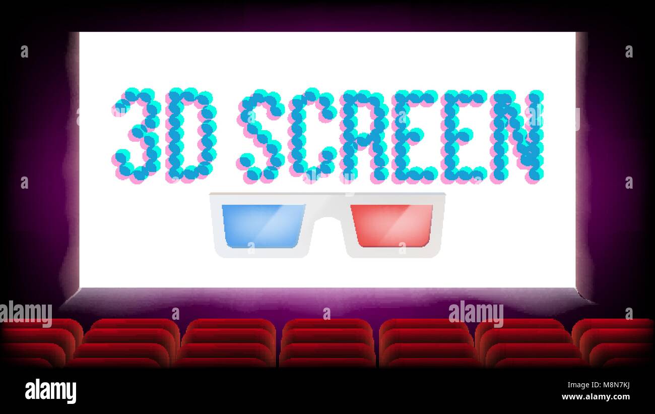 Screen 3D Movie Cinema Vector. Red Seats. Blank Premiere Poster. Illustration Stock Vector Image ...