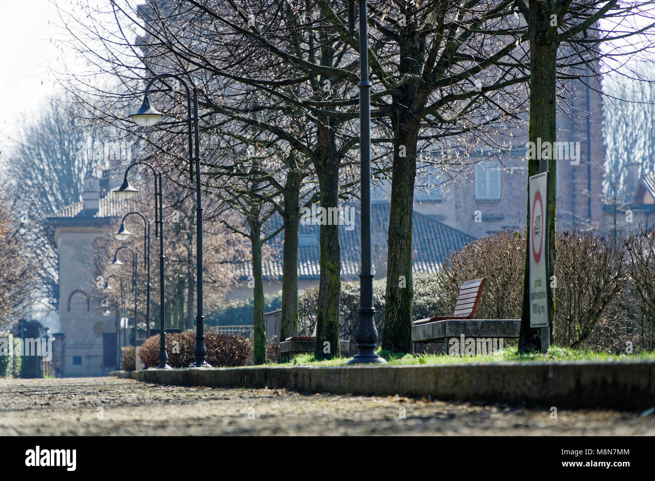 Footpath in public park, tranquility scene, idyllic background Stock ...
