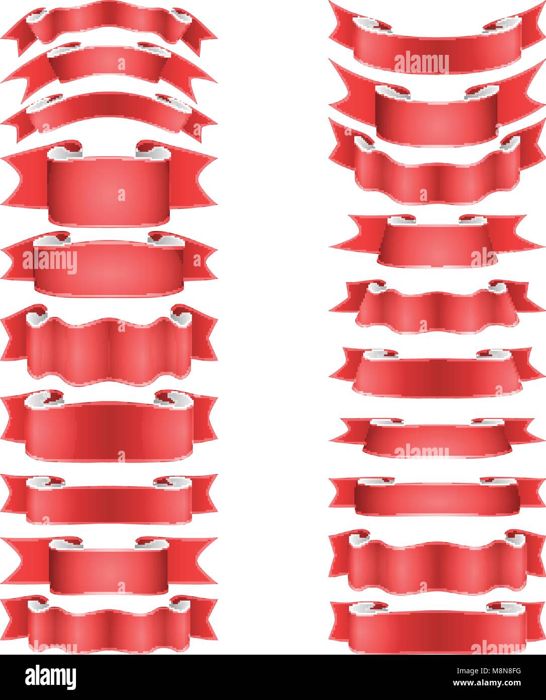 isolated vector colored satin ribbons set - red Stock Vector Image ...