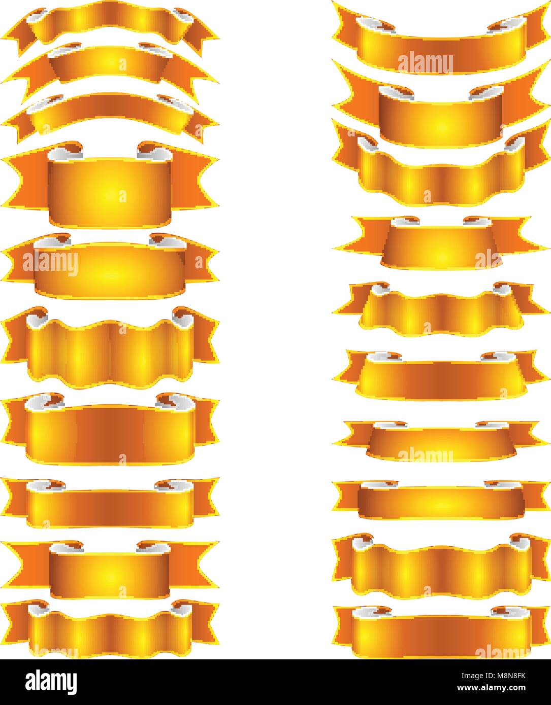 isolated vector colored satin ribbons set - orange Stock Vector Image ...