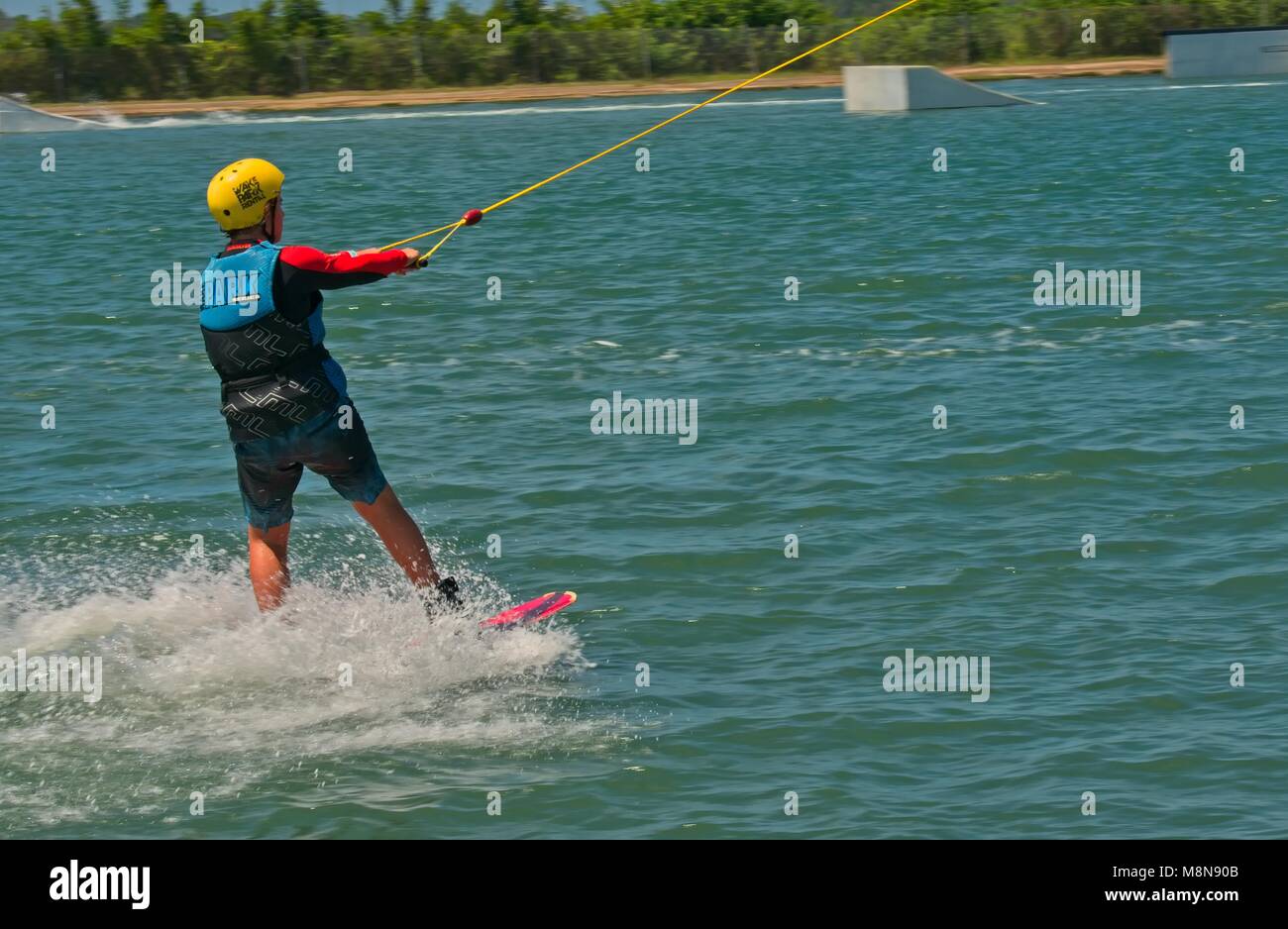 Bli Bli, Qld, Australia - March 17, 2018: Young male teenager riding a ...
