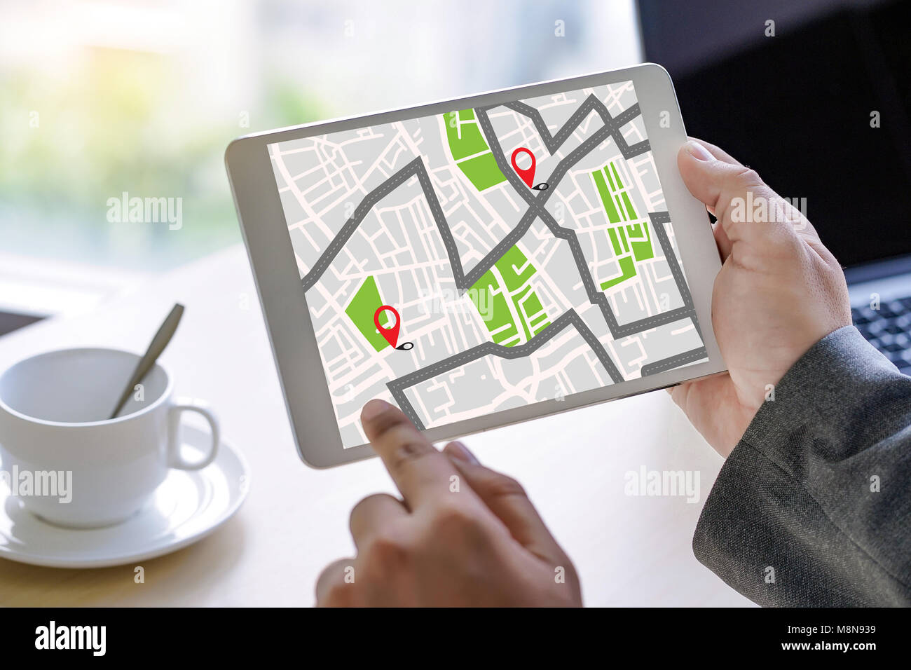 GPS Map to Route Destination network connection Location Street Map ...