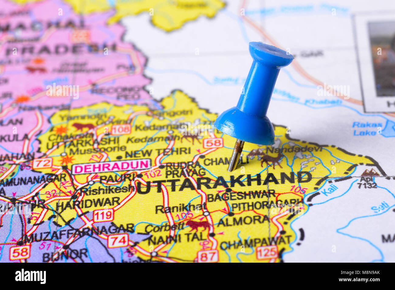 Uttarakhand map hi-res stock photography and images - Alamy