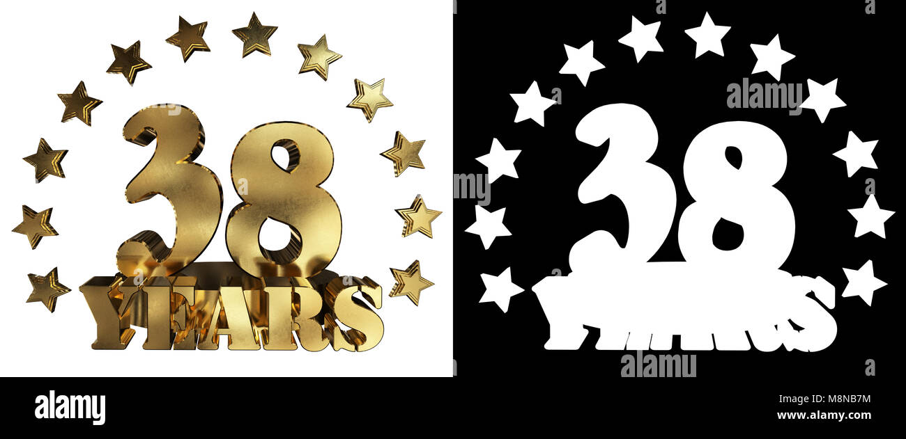 Golden digit and the word of the year, decorated with stars. 3D ...