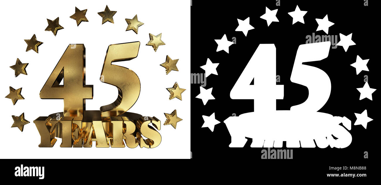 Golden digit forty five and the word of the year, decorated with stars ...