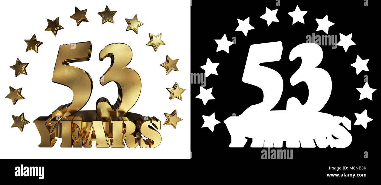 Golden digit fifty three and the word of the year, decorated with stars ...