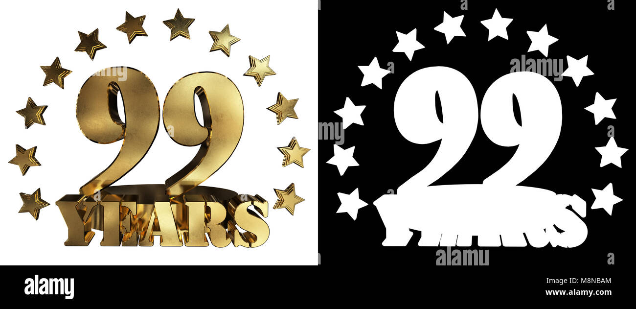 Golden digit ninety nine and the word of the year, decorated with stars ...