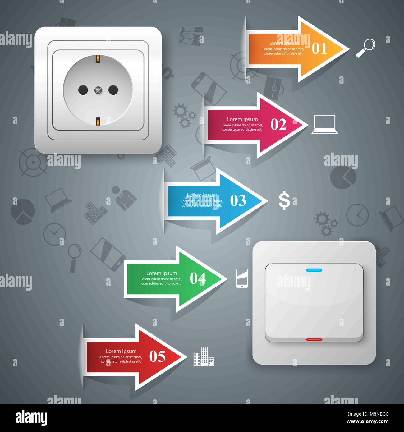 Switch, socket icon. Abstract business infographic Stock Vector Image ...