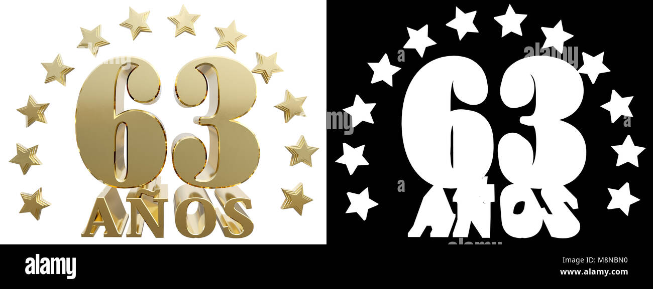 Golden digit sixty three and the word of the year, decorated with stars ...