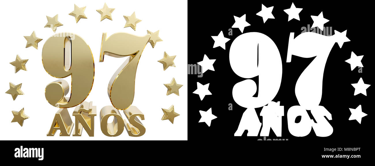 Golden digit ninety seven and the word of the year, decorated with ...