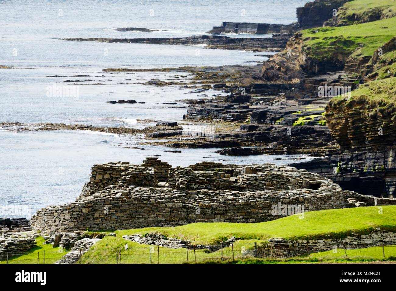 Midhowe Iron Age broch and village archaeological site on island of ...