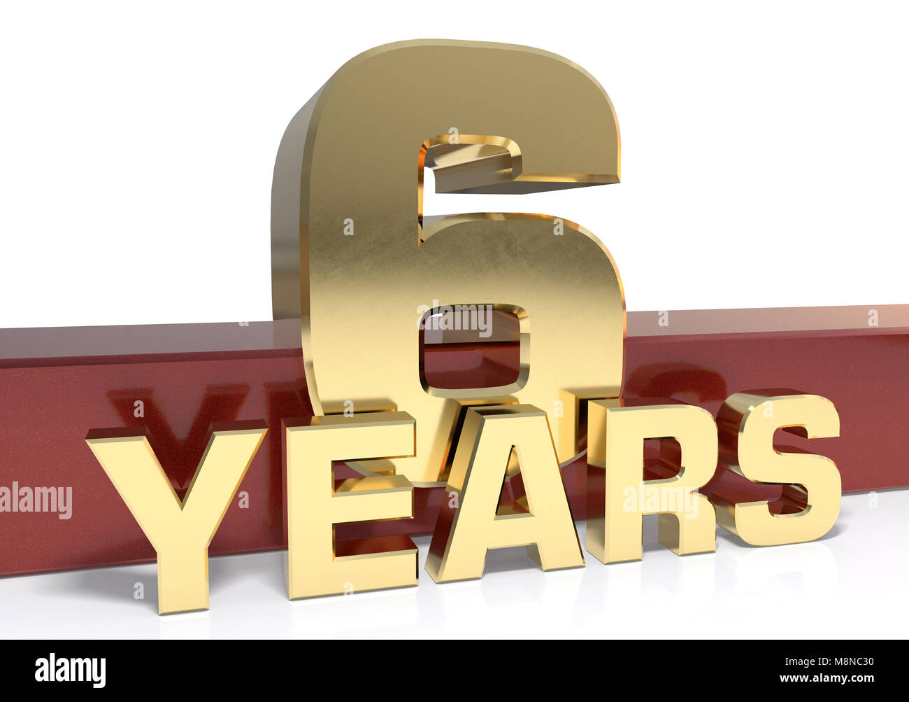 Golden digit six and the word of the year. 3D illustration Stock Photo ...