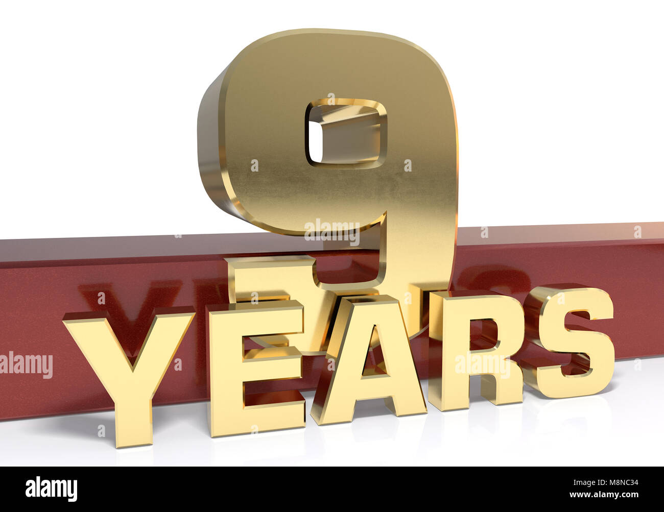 Golden digit nine and the word of the year. 3D illustration Stock Photo ...