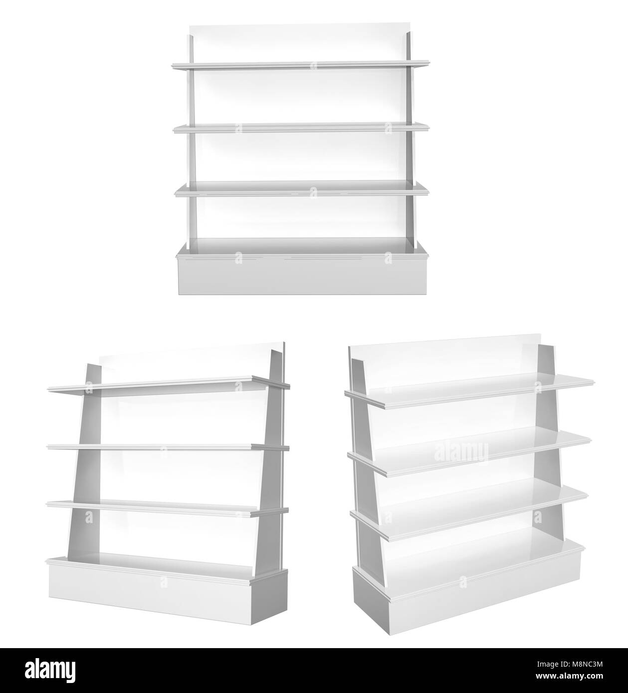 Collection of showcases. View from different angles. Objects isolated ...