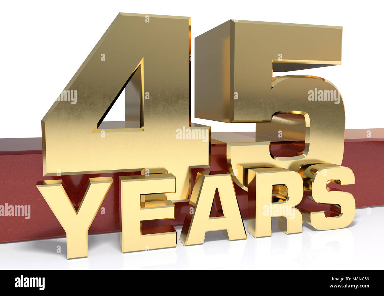 Golden digit forty five and the word of the year. 3D illustration Stock ...