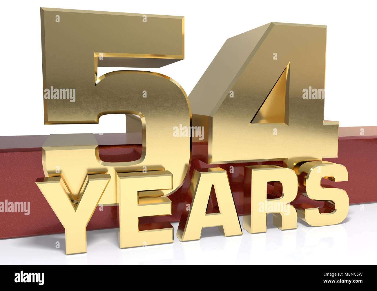 Golden digit fifty four and the word of the year. 3D illustration Stock ...