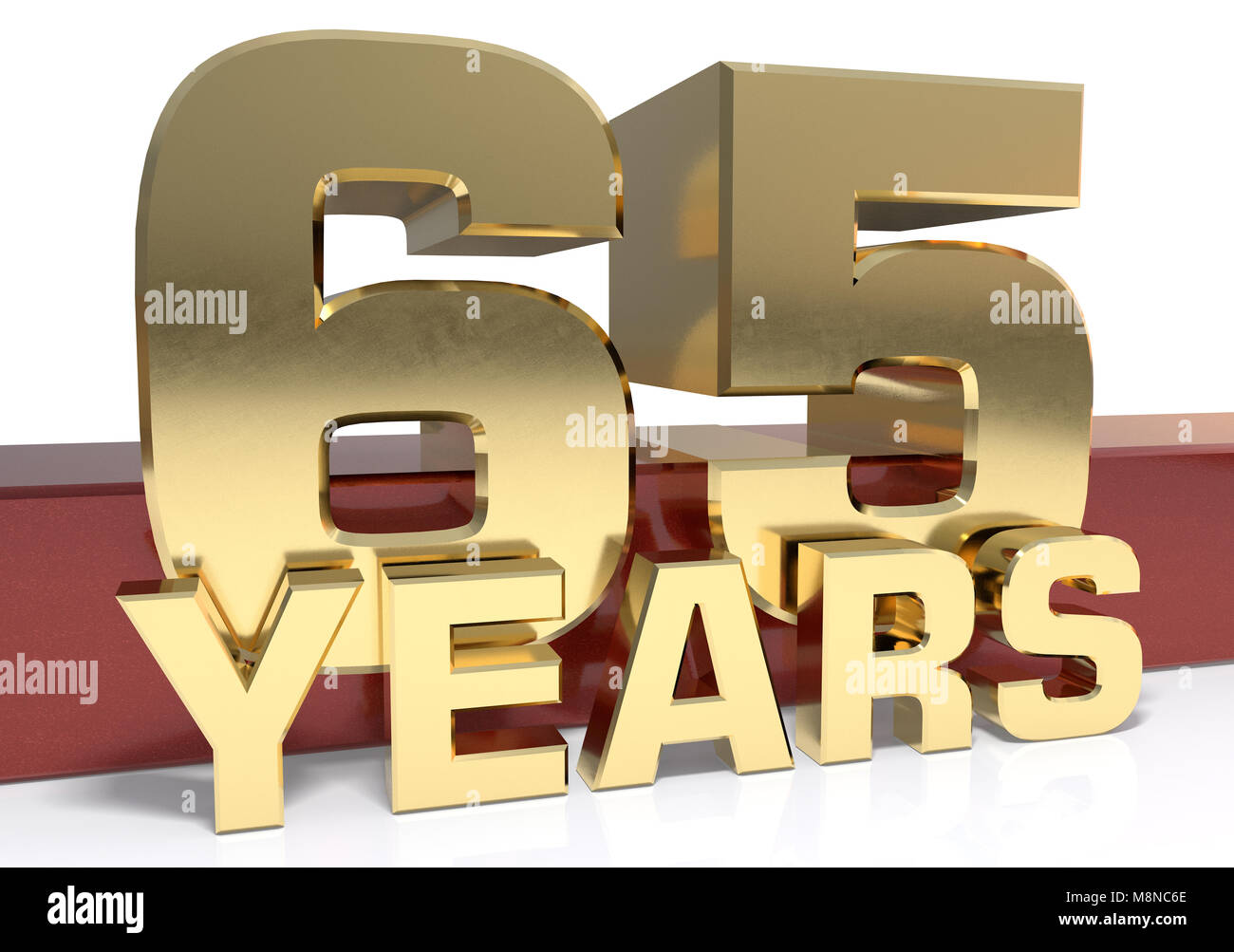 Golden digit sixty five and the word of the year. 3D illustration Stock ...