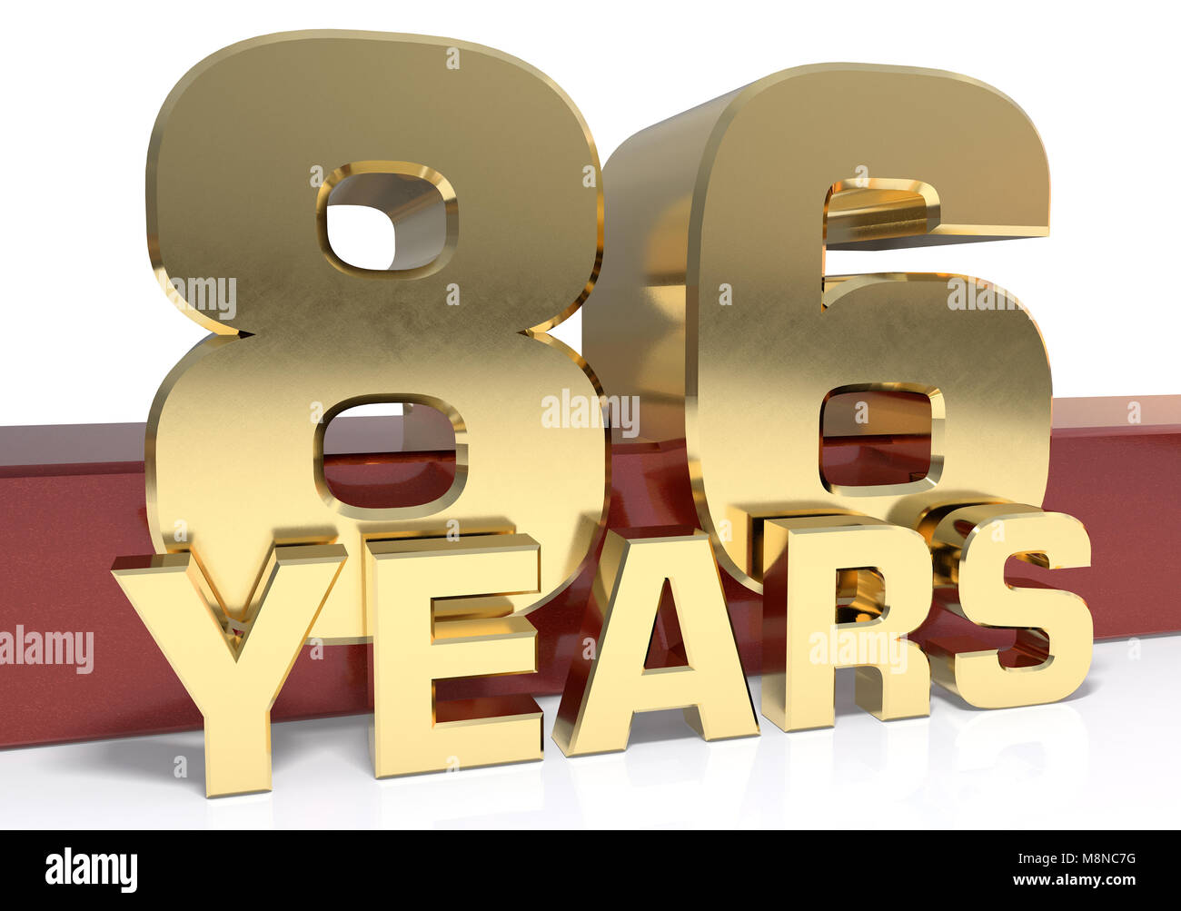 Golden digit eighty six and the word of the year. 3D illustration Stock ...