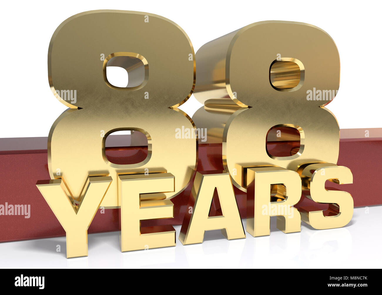 Golden digit eighty eight and the word of the year. 3D illustration ...