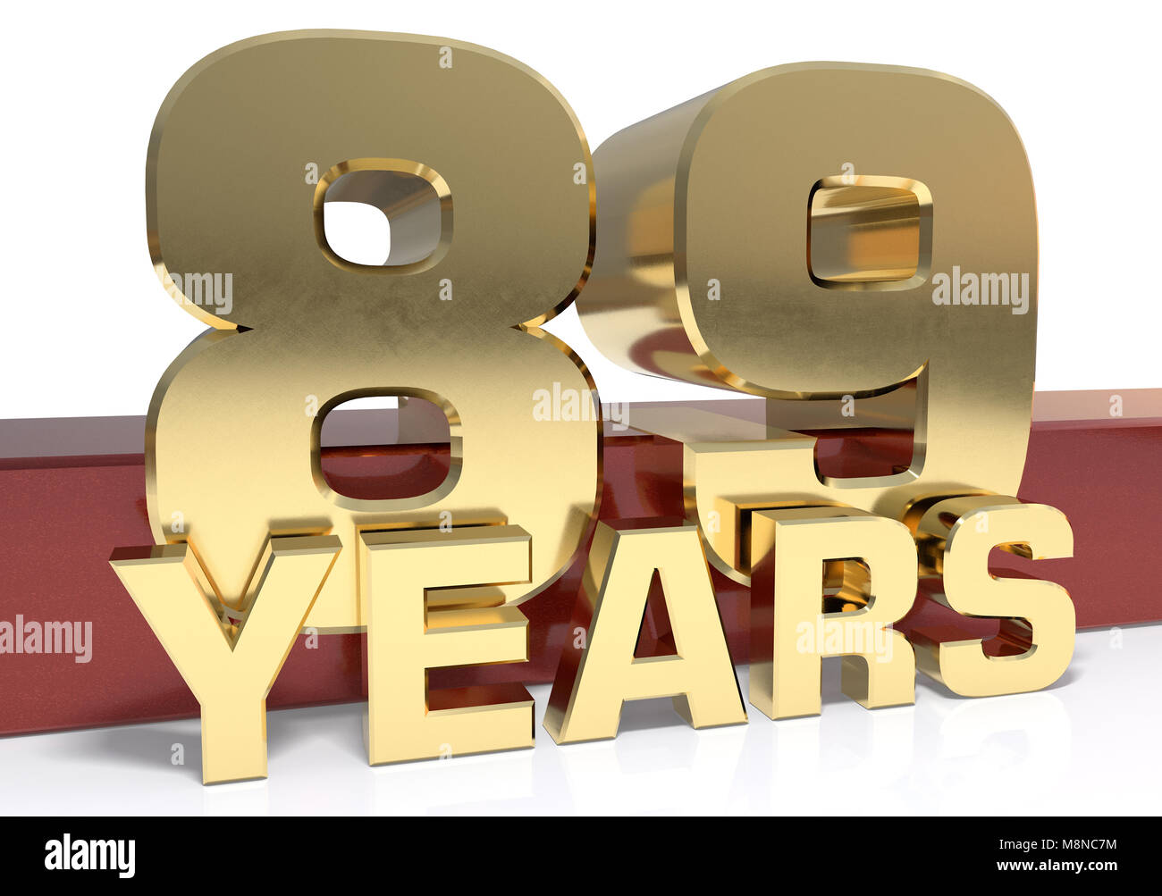 Golden digit eighty nine and the word of the year. 3D illustration ...