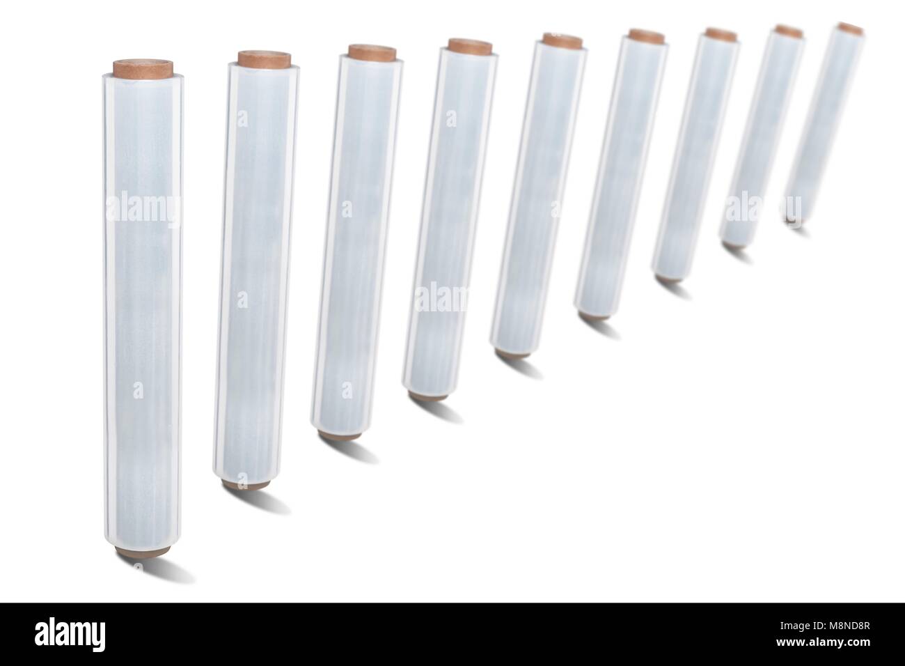 White stretch film foil at white background, isolated Stock Photo - Alamy