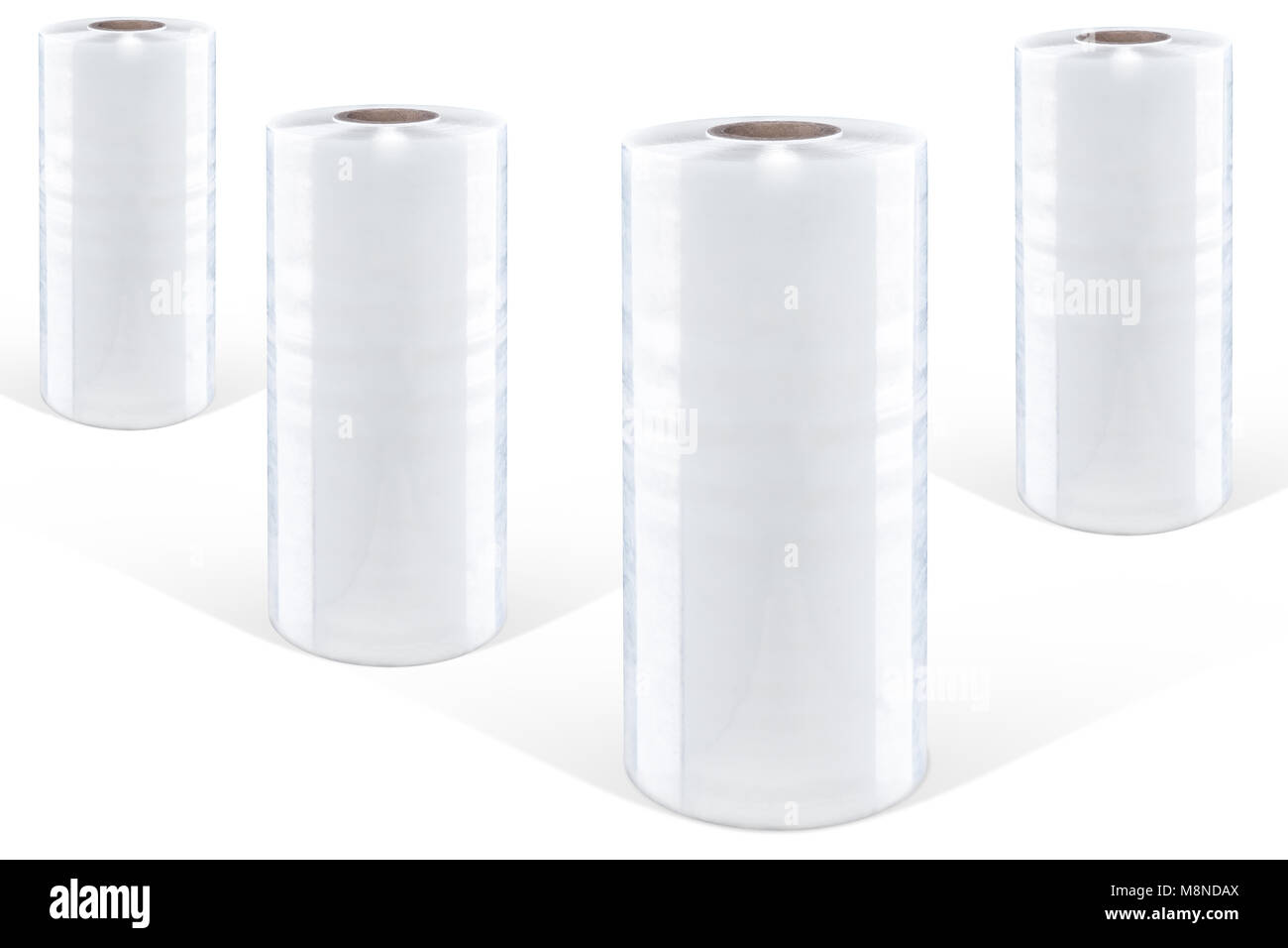 White stretch film foil at white background, isolated Stock Photo - Alamy