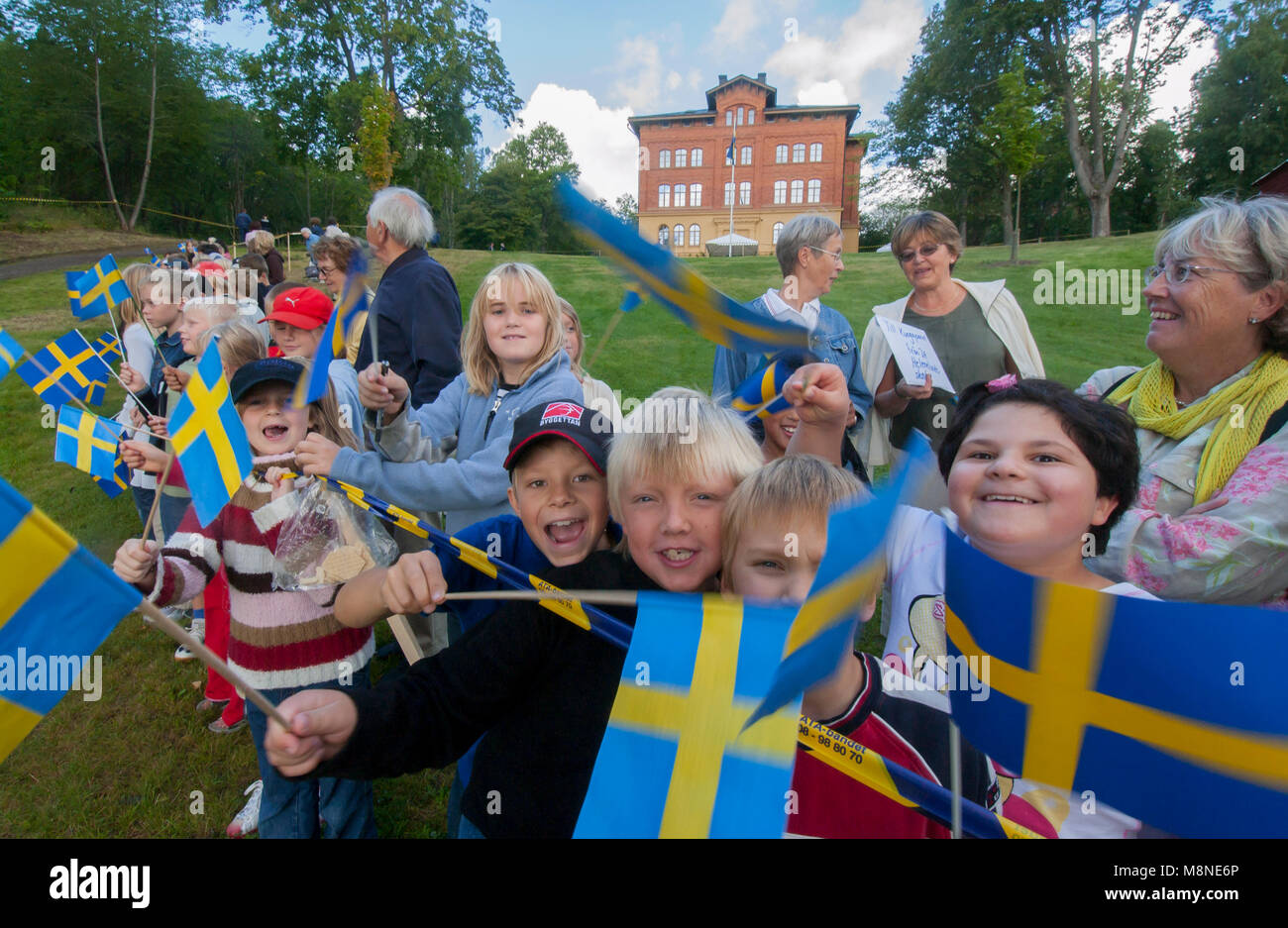 Children with Swedish flags, sollentuna, Sweden Stock Photo - Alamy