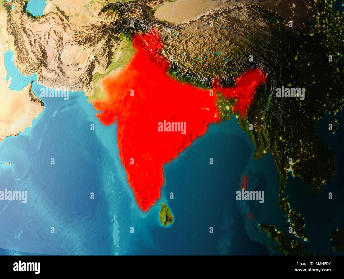 India highlighted on world map hi-res stock photography and images - Alamy