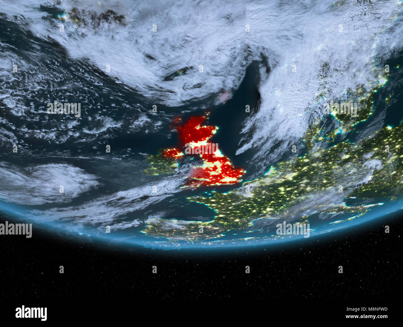 Britain with the lights on and map hi-res stock photography and images ...