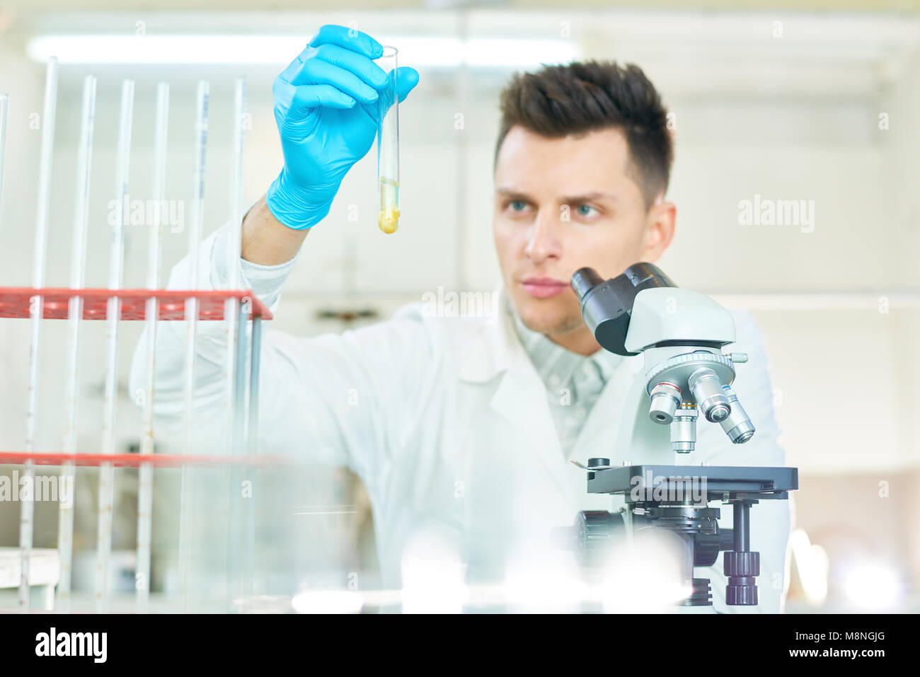 Young Researcher Concentrated on Work Stock Photo - Alamy