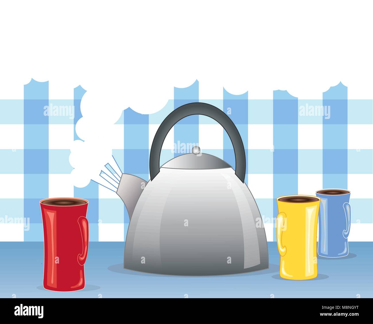 a vector illustration in eps 10 format of a metallic kettle boiling ...