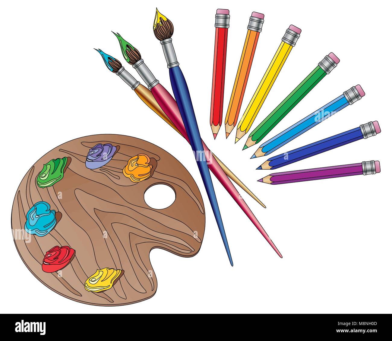 Wooden paint brushes vector vectors hi-res stock photography and images ...