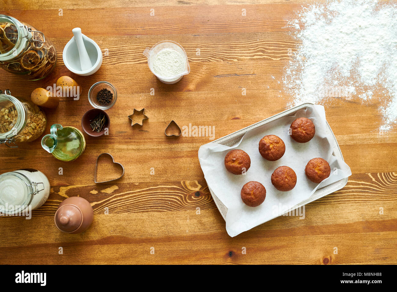 Cooking Table in Bakery Stock Photo - Alamy