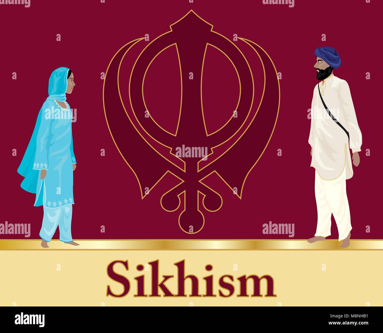 a vector illustration in eps 10 format of a Sikh couple with symbol of ...