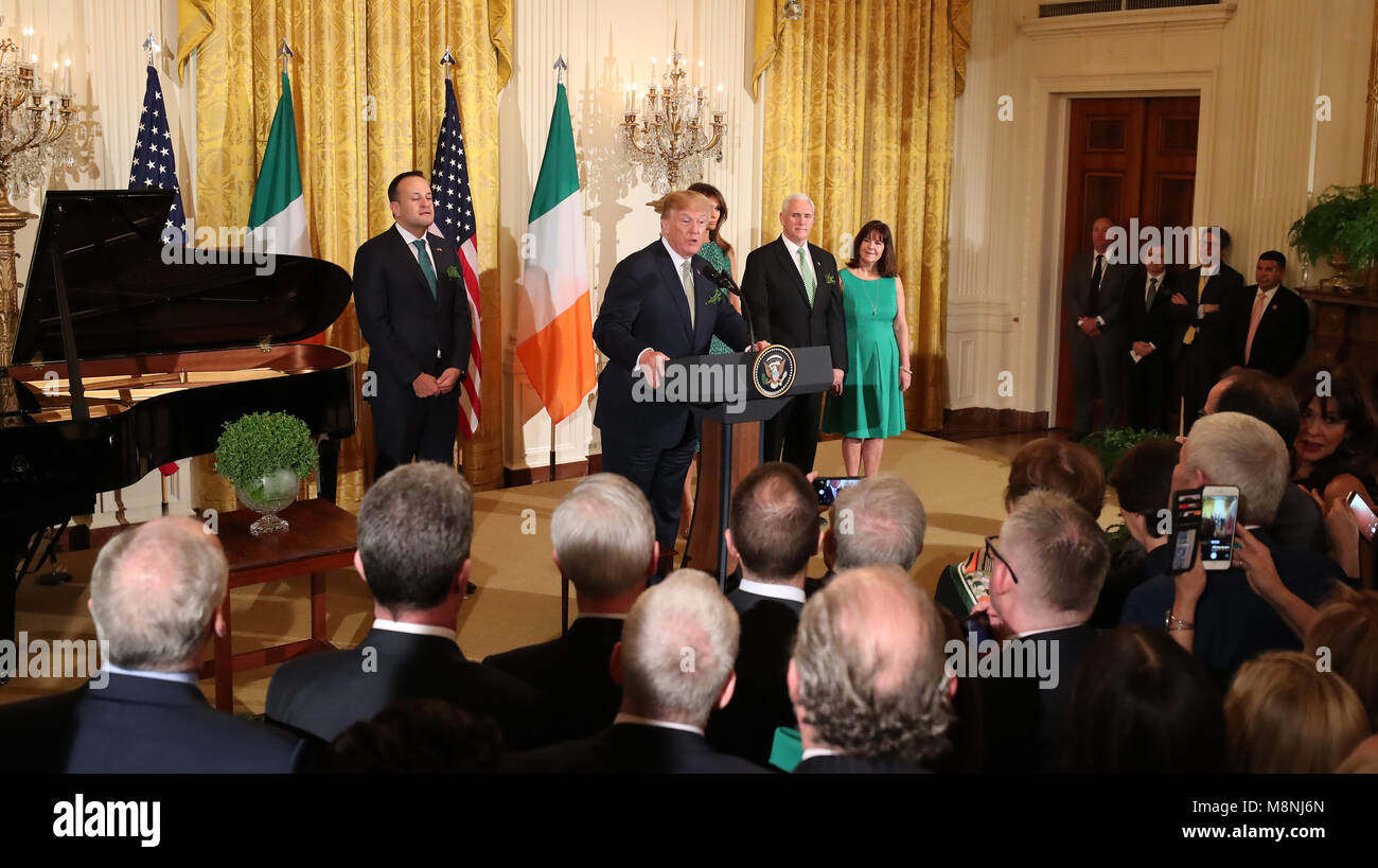 US President Donald Trump speaking during the annual Shamrock ...