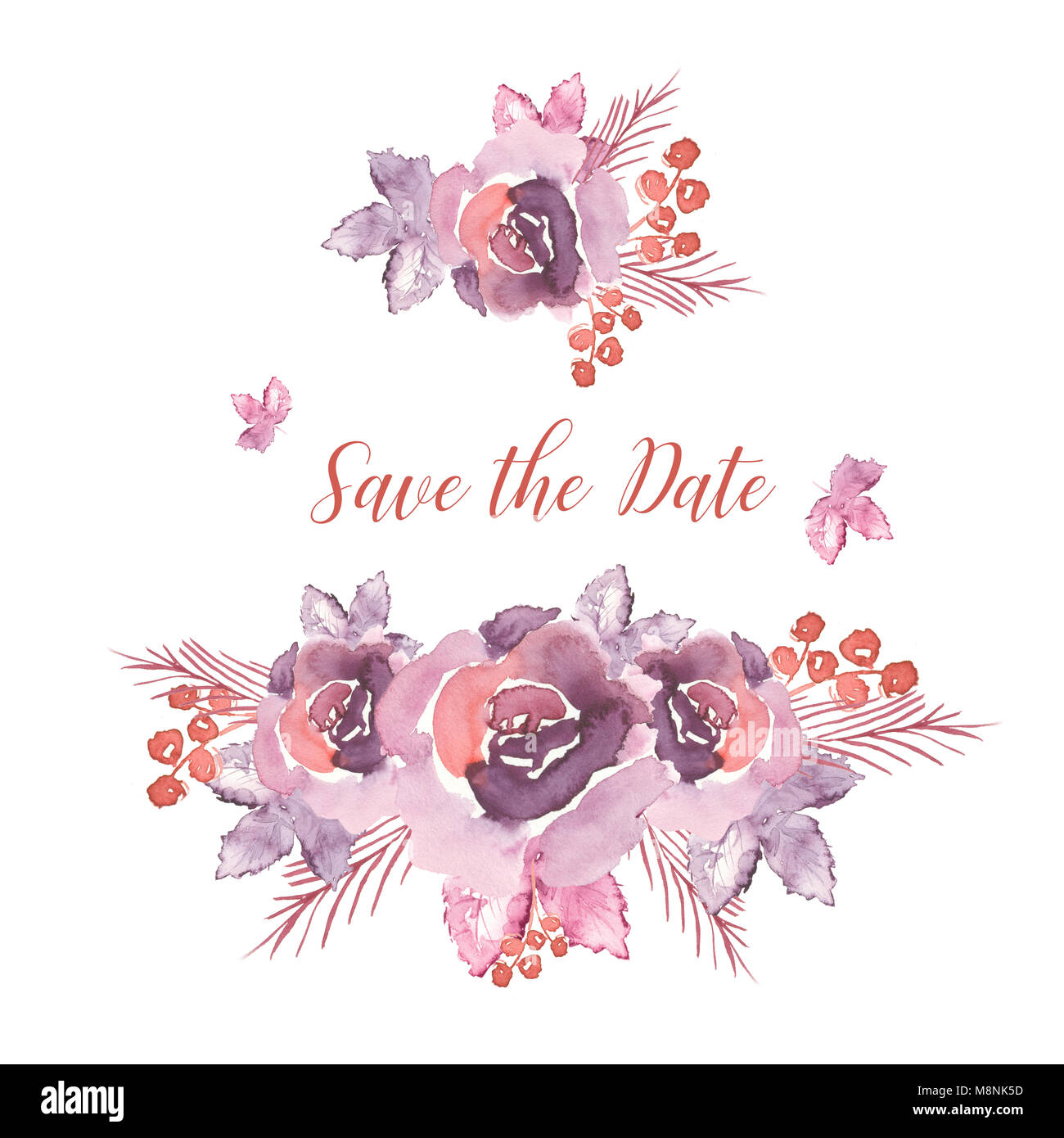 Save date leaves border Cut Out Stock Images & Pictures - Alamy