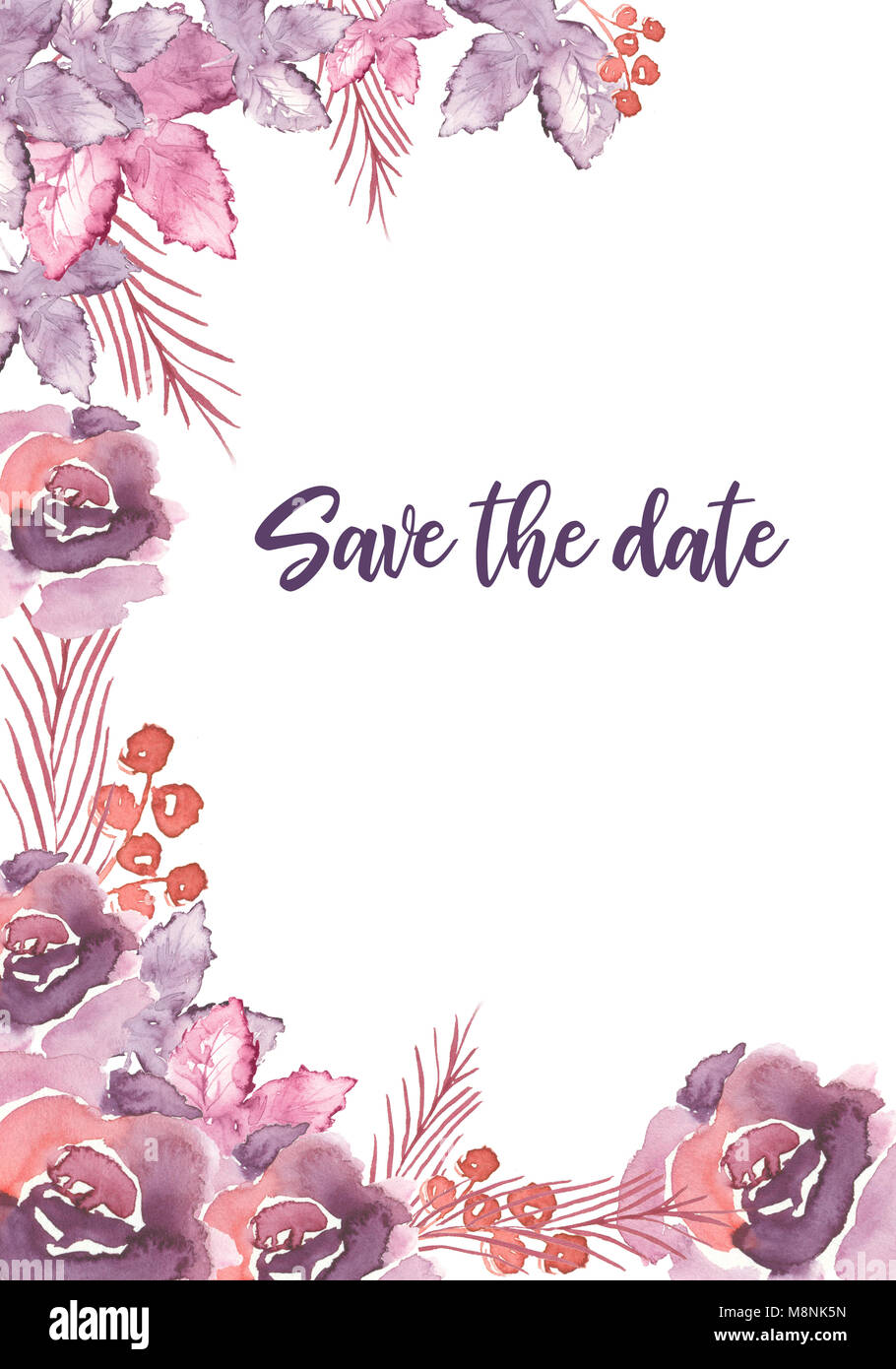 vertical invitation template design decorated with trending violet ...