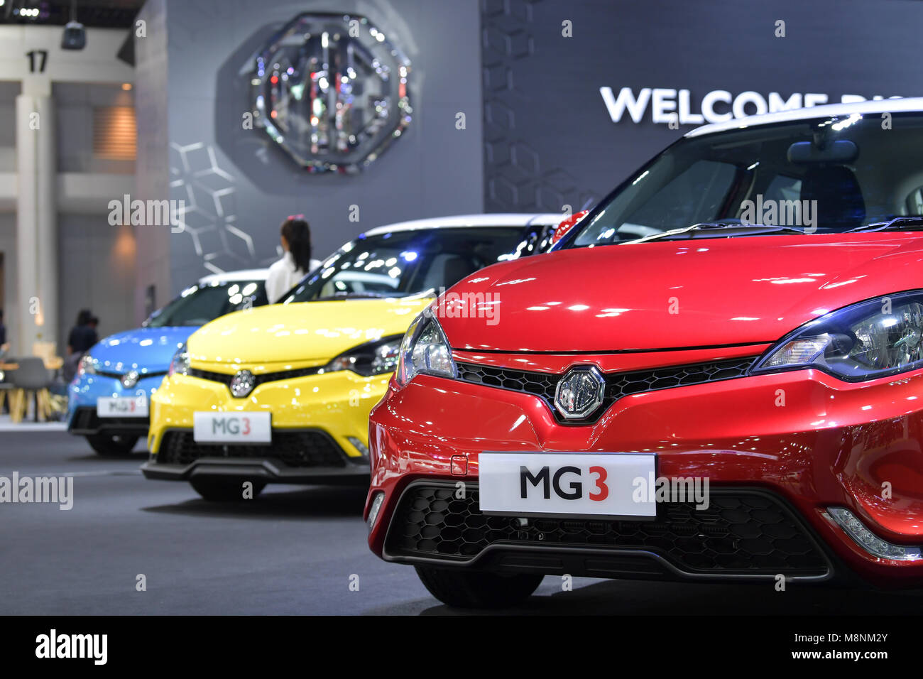 NONTHABURI - NOVEMBER 29 : MG3 car on display at Thailand International ...