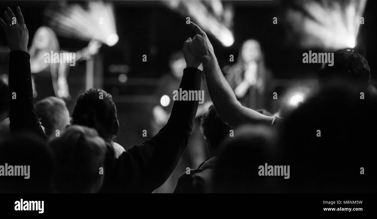 Festival man woman crowd Black and White Stock Photos & Images - Alamy