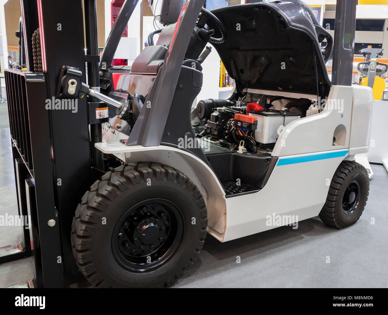 The Forklift truck shown engine under seat Stock Photo - Alamy