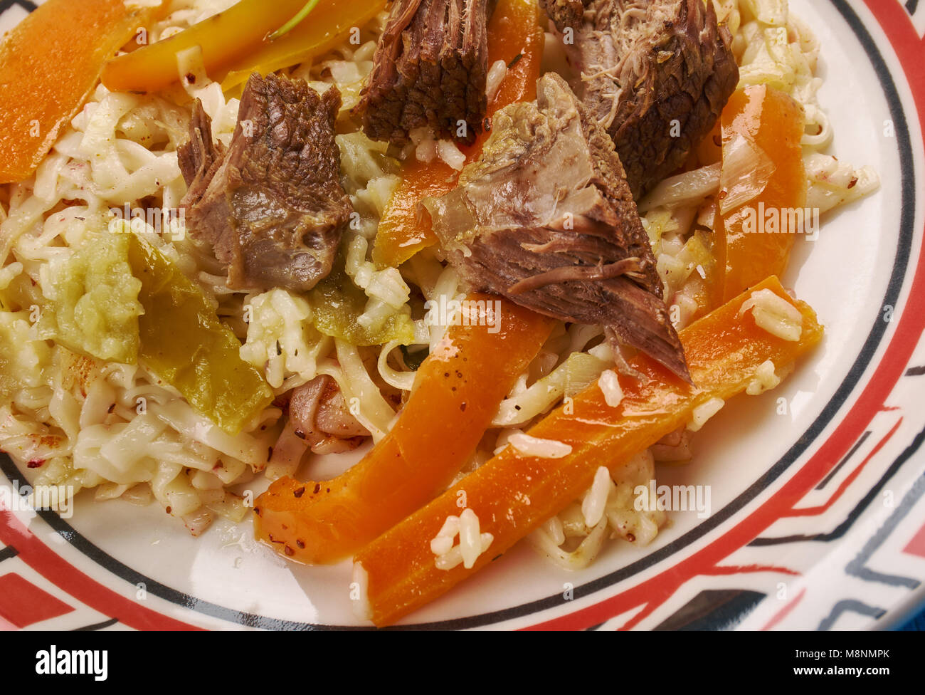 Ugra palov - noodle pilaf , Uzbek Cuisine close up Stock Photo - Alamy