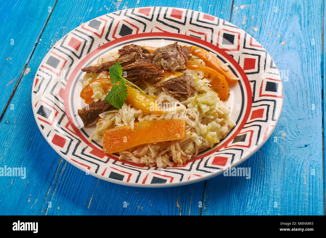 Ugra palov - noodle pilaf , Uzbek Cuisine close up Stock Photo - Alamy